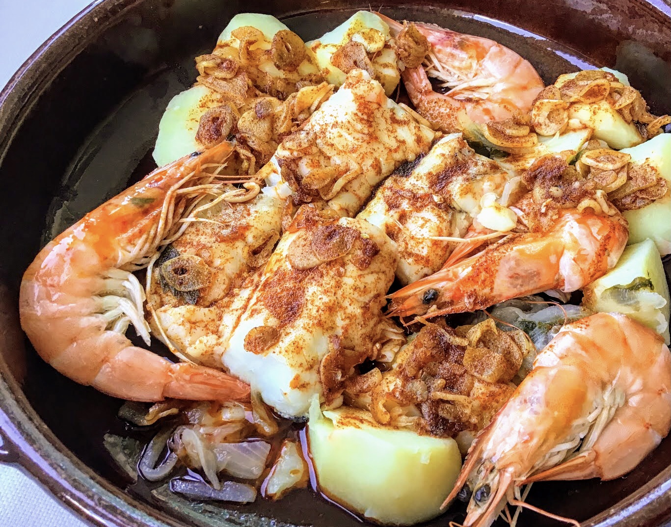 Meluza a la gallega con langostinos - Pescados y mariscos - Blog de Mª ...